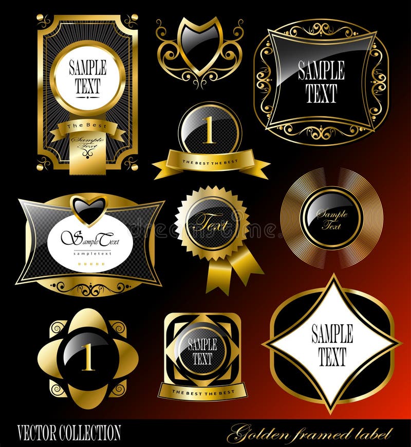 Gold framed labels stock vector. Illustration of crown - 15728149