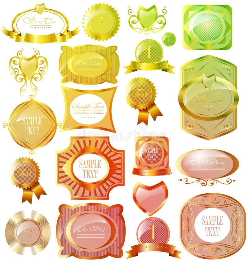 Retro vector gouden etiket vector illustratie. Illustration of kenteken ...