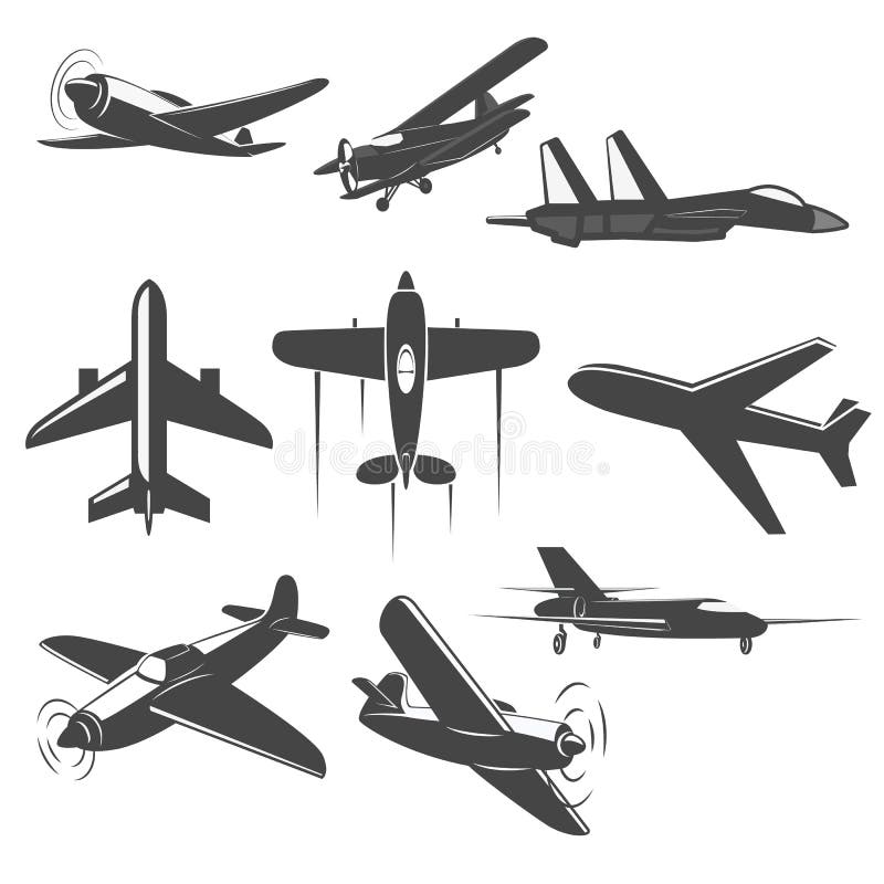 Retro Vector planes set. stock vector. Illustration of silhouette ...