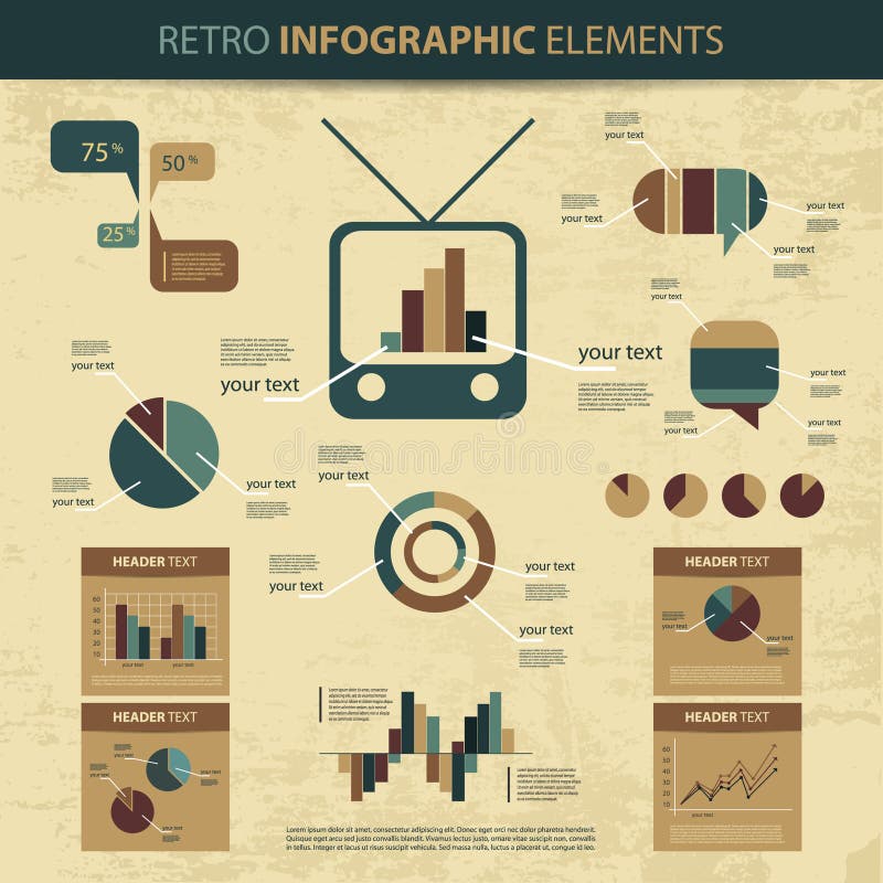 Retro Vector Set of Infographic Elements Stock Vector - Illustration of ...