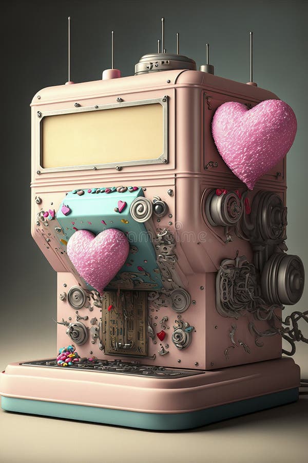A Retro Vending Machine with Pink Hearts on it Stock Illustration ...