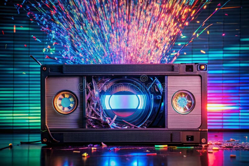 Retro VHS Effect a Panoramic Static TV Screen with Scrolling Lines ...