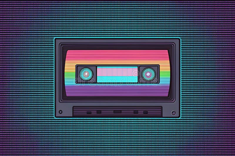 Retro Vhs Pixelated Background Colorful Cassette Vintage Design Stock ...