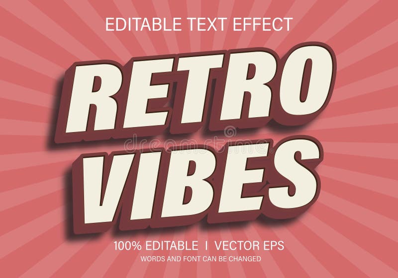 Retro Vibes Vector Text Effect with Modern Style Design Stock Vector - Illustration of typograph ...