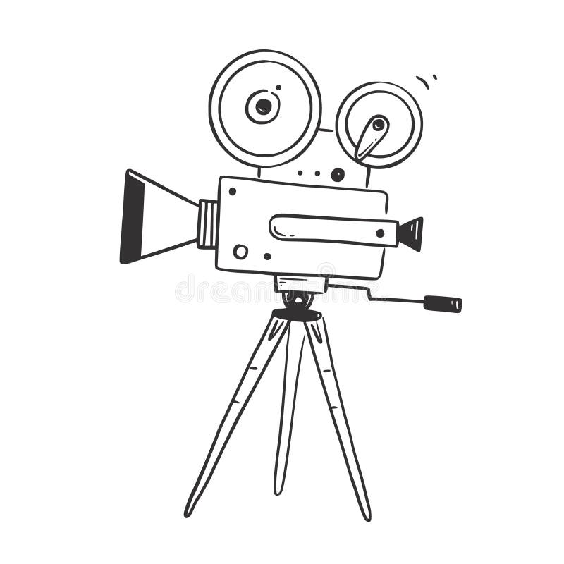 Retro Video Camera Doodle. Hand Drawn Sketch Style Old Camera Isolated ...