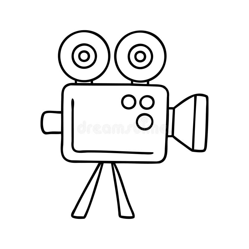 Retro Video Camera Line Art Vector Doodle Stock Vector - Illustration ...