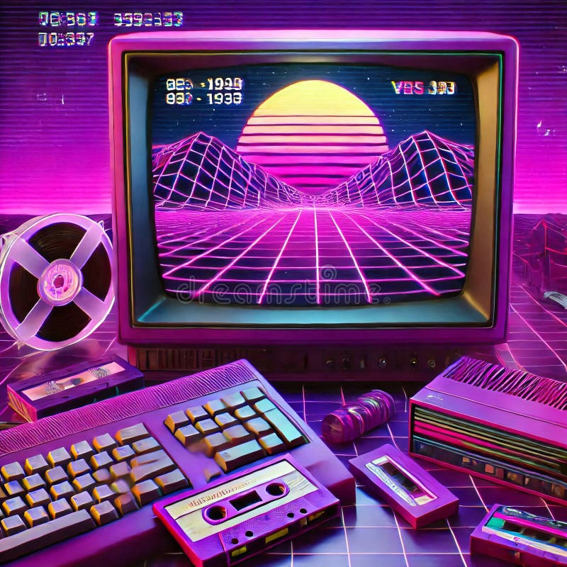 Retro Video Game on Computer Screen Generative for AI Stock ...