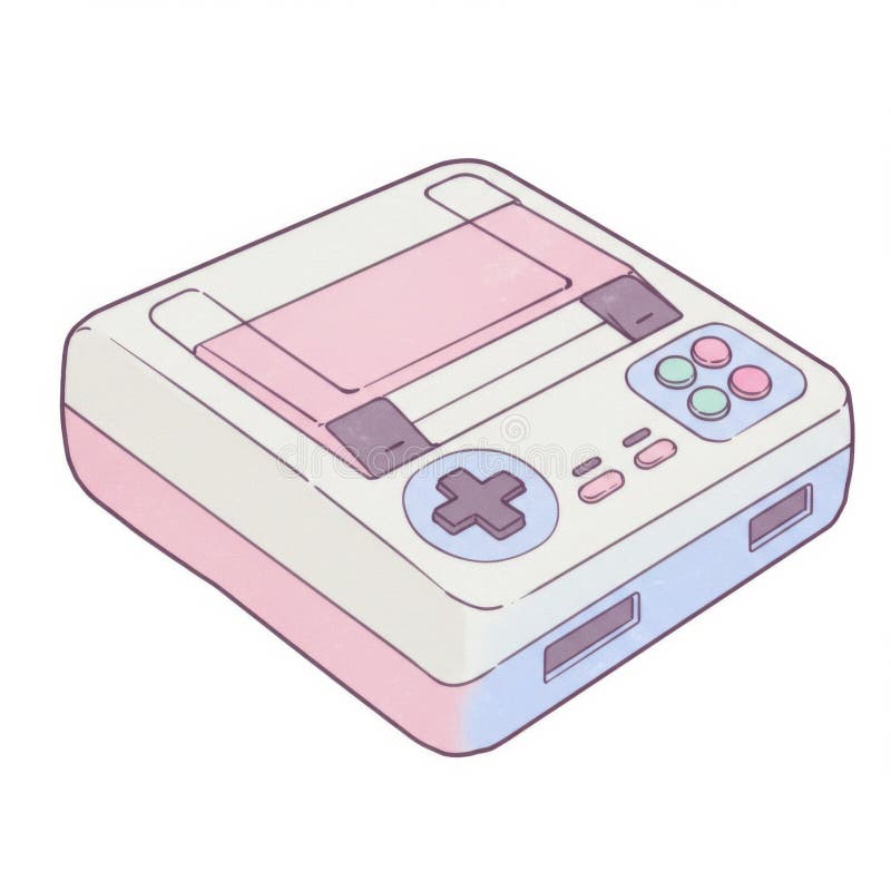 Retro Video Game Console in Pastel Colors on White Background Isometric ...