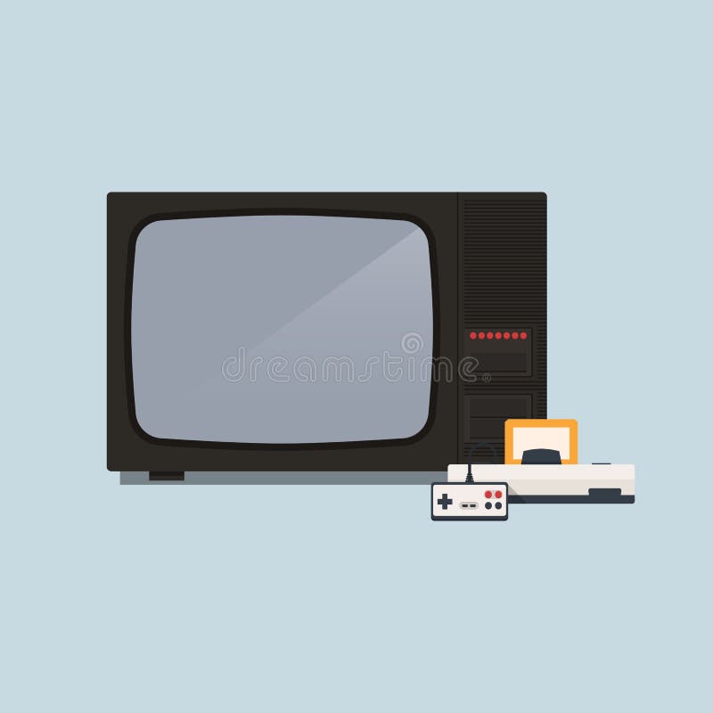 Retro Video Game Console and TV Vector Illustration. Stock Vector ...