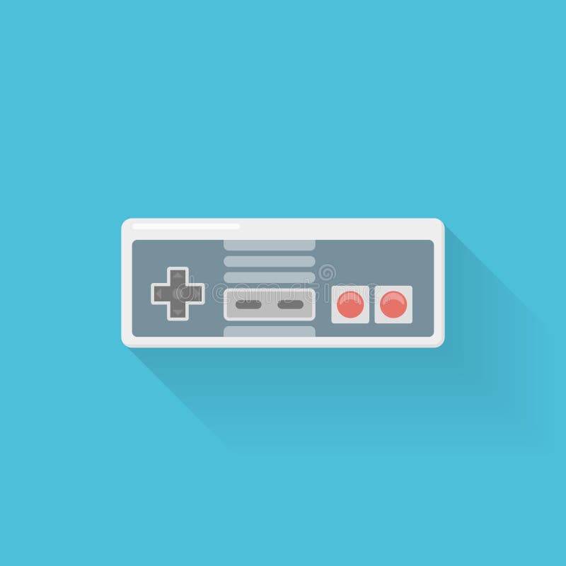 Retro Video Game Controller Flat Style Icon on Red Stock Vector ...