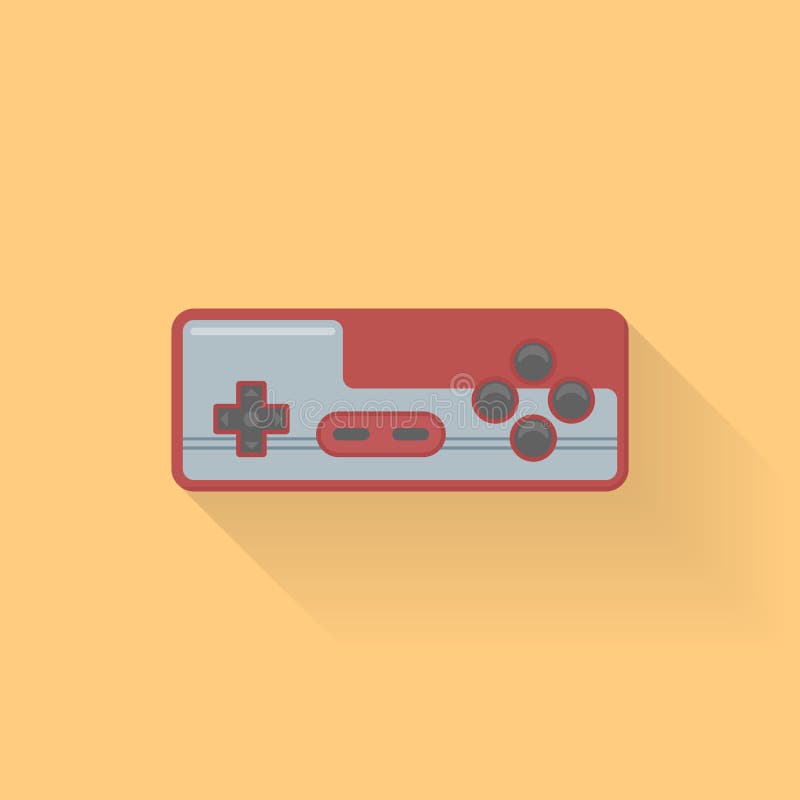 Retro Video Game Controller Flat Style Icon On Orange Background. Stock ...