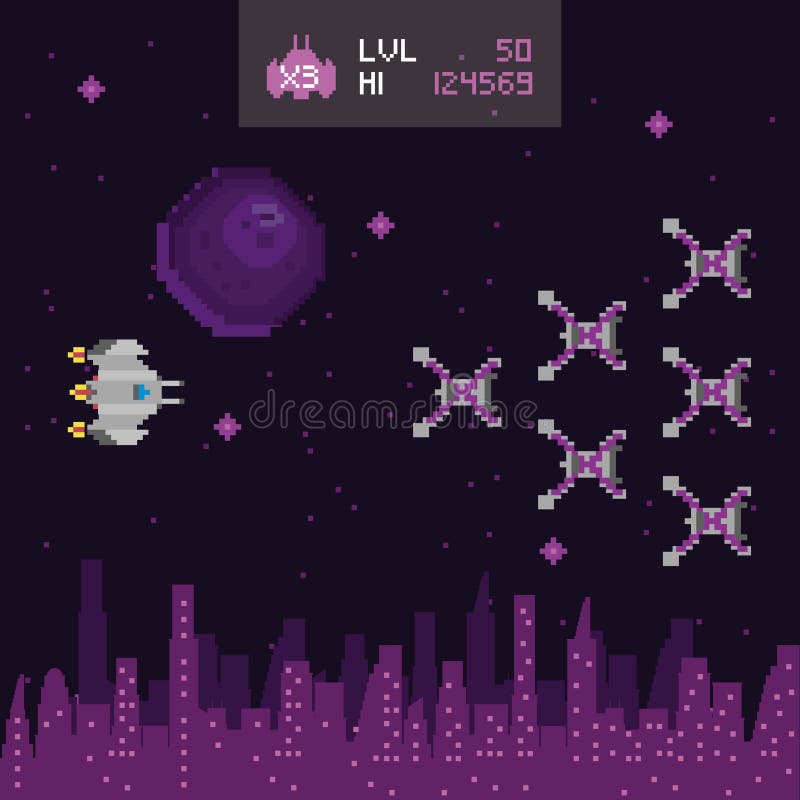 Pixelated Space Game Stock Illustrations – 891 Pixelated Space Game ...