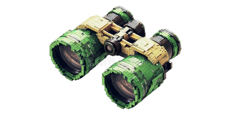 Retro Video Game Style Binoculars Isolated on Transparent Background ...