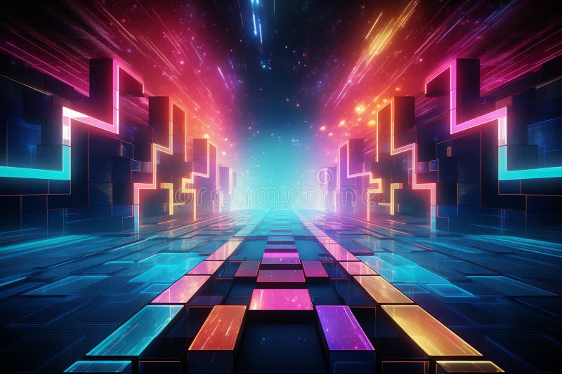 Retro Video Game Themed Backdrop 80s Retro Nostalgic Stock Illustration ...