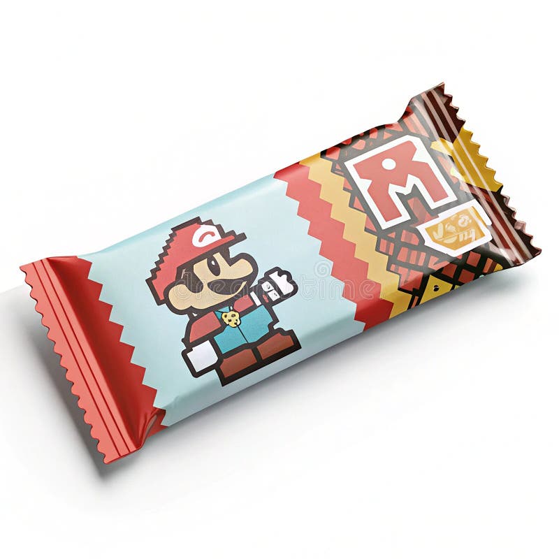 8-bit Video Game Candy Wrapper with Pixelated Design Stock Illustration ...