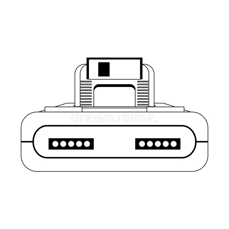 Retro Videogame Console with Cassette in Black and White Stock Vector ...
