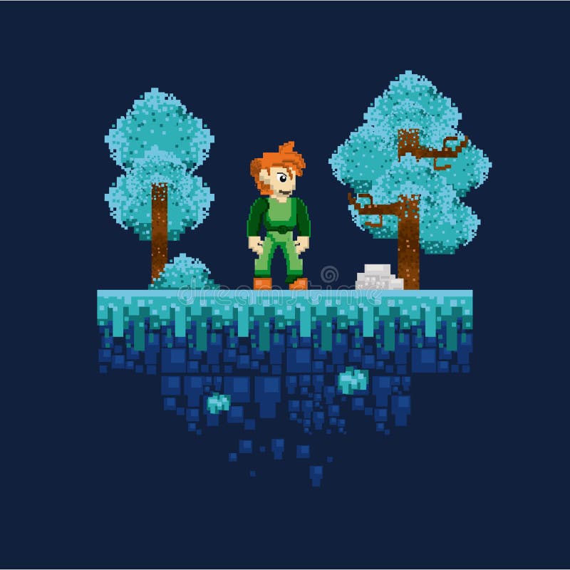 Retro Videogame Pixelated Scenery Stock Vector - Illustration of ...