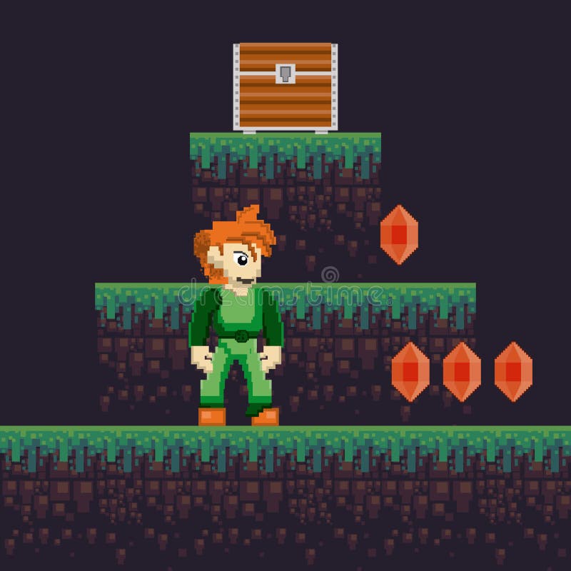 Retro Videogame Pixelated Scenery Stock Vector - Illustration of ...