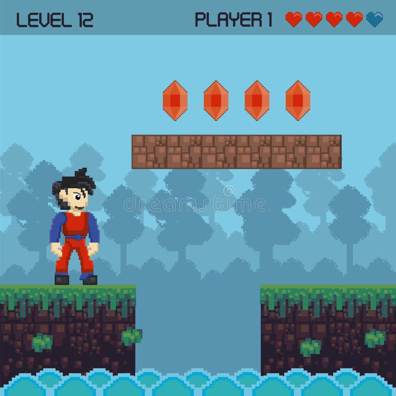 Retro Videogame Pixelated Scenery Stock Vector - Illustration of boxes ...