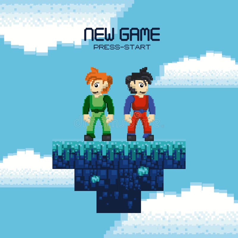 Retro Videogame Screenplay Characters Stock Vector - Illustration of ...