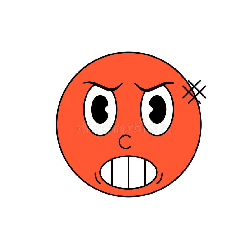 Retro Vintage Angry Emoticon. Vector Smiley Emoji Icon Stock Vector ...