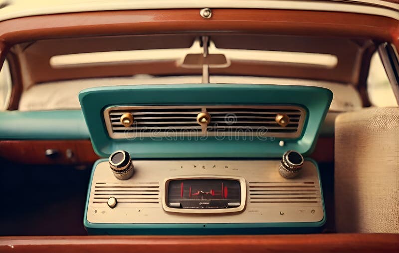 Retro Vintage Audio System in Car Stock Illustration - Illustration of ...