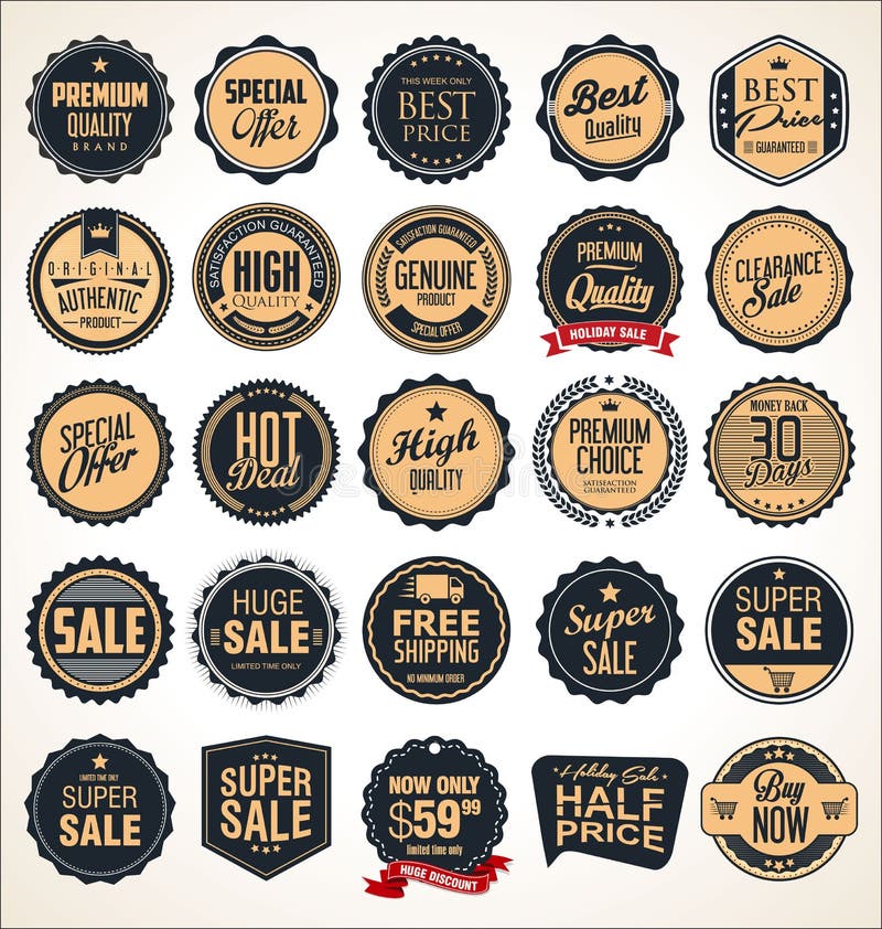Retro Vintage Badges and Labels Stock Illustration - Illustration of ...