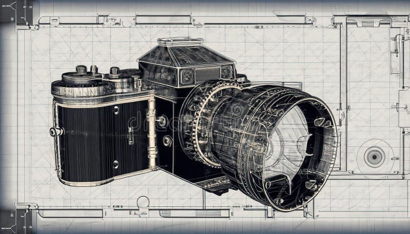 Vintage Camera Blueprint Schematic Drawing Stock Illustration ...