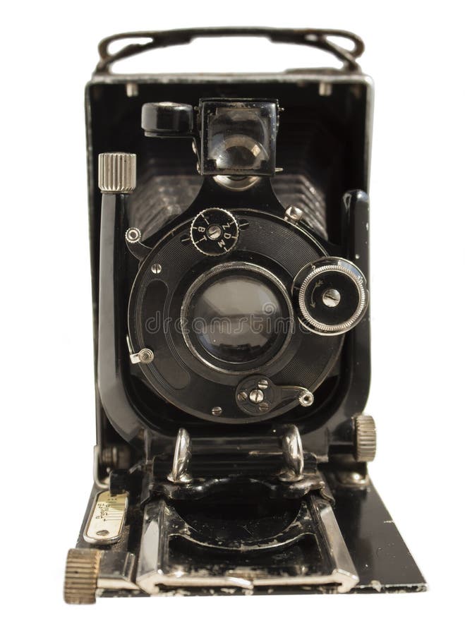 Retro Vintage Camera Front View Stock Photo - Image of format, optical ...