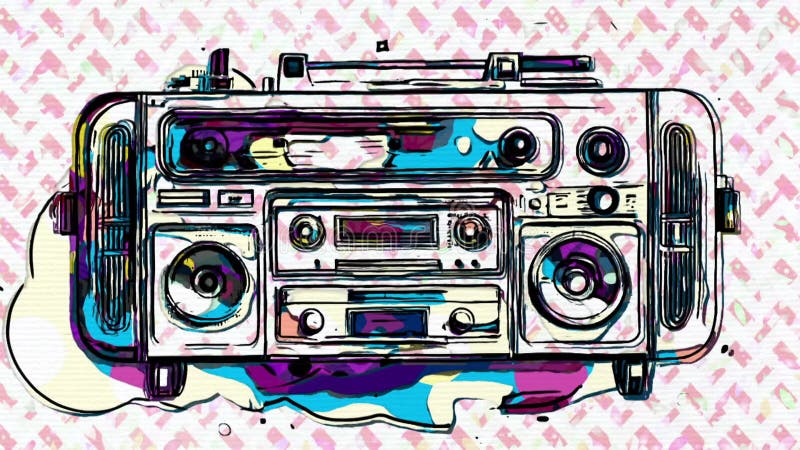 Retro Vintage Cassette Player Hand Draw Animation Stock Footage - Video ...