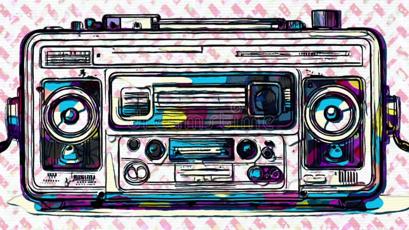 Retro Vintage Cassette Player Hand Draw Animation Stock Footage - Video ...