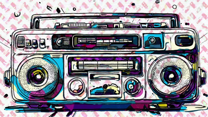 Retro Vintage Cassette Player Hand Draw Animation Stock Footage - Video ...