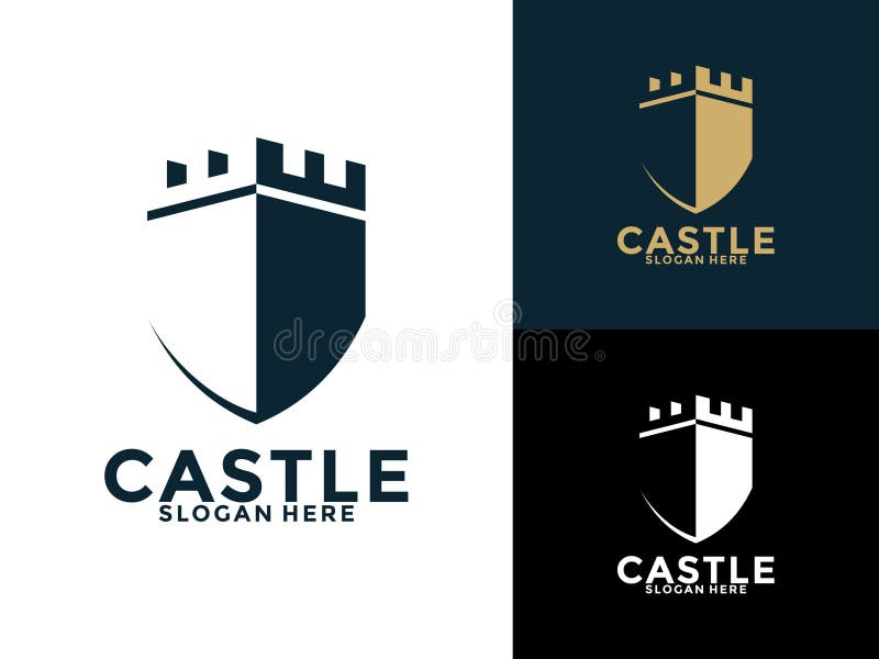 Retro Vintage Castle with Shield Logo Vector, Castle or Fortress Logo ...