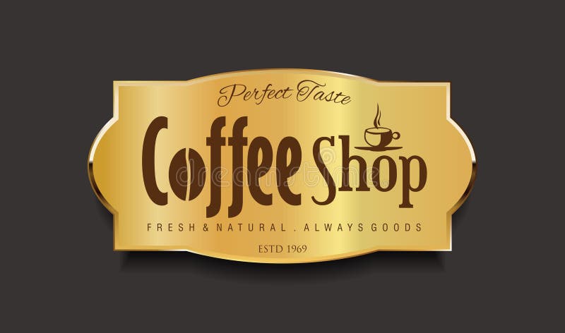 Retro Vintage Coffee Logo in Golden Style Vector Illustration Stock ...
