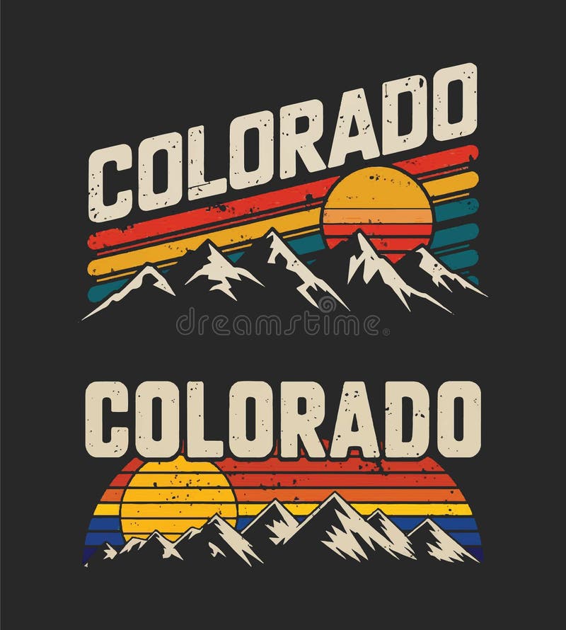 Retro Vintage Colorado Logo with Vintage Mountain Stock Vector ...