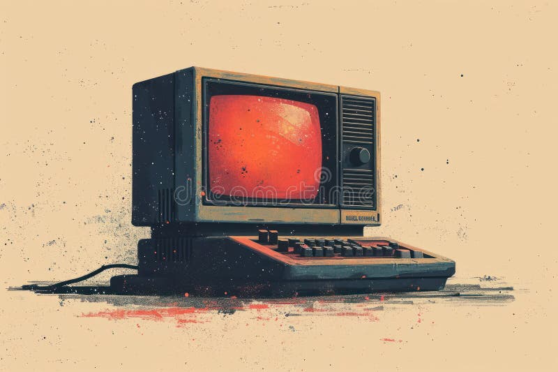 Retro Vintage Computer Desktop Extreme Closeup. Generative AI Stock ...