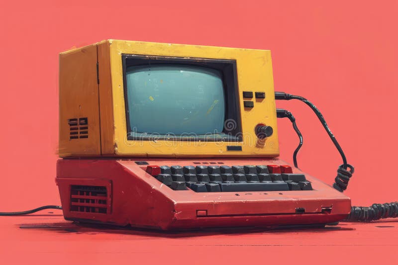 Retro Vintage Computer Desktop Extreme Closeup. Generative AI Stock ...