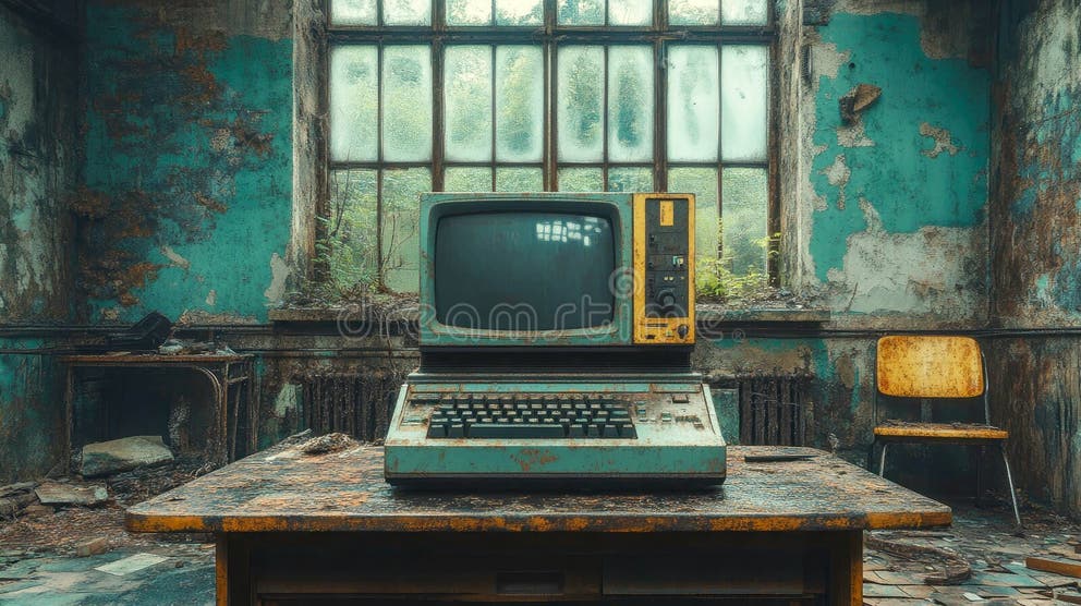 Retro Vintage Computer Setup in an Organized Workshop, Showcasing ...