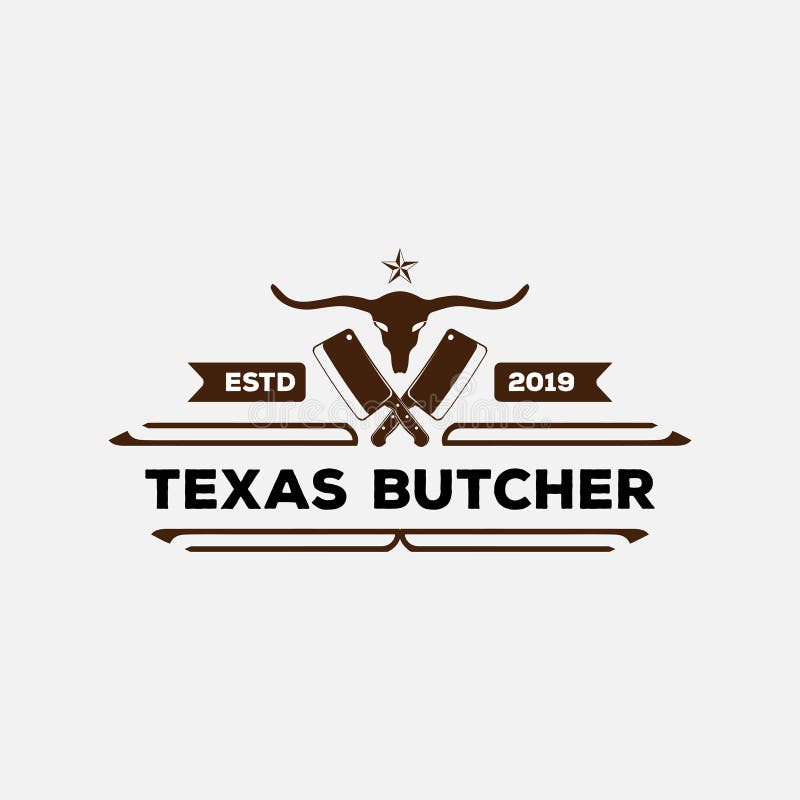 Retro Vintage Crossed Knife Texas Longhorn Butcher Meat Store Logo ... Retro Vintage Crossed Knife Texas Longhorn Butcher Meat Store Logo ...