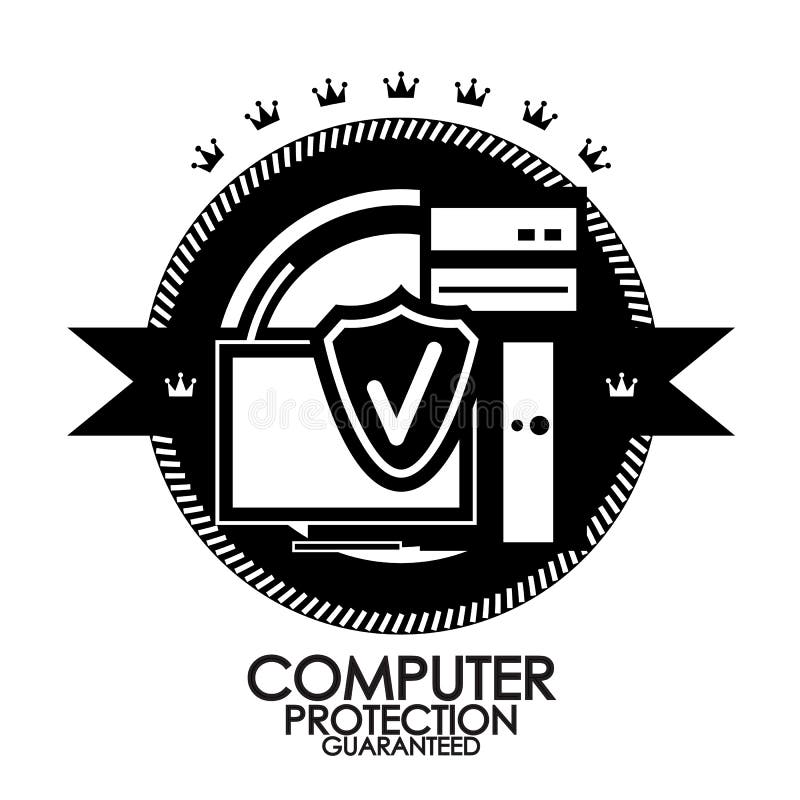Retro Vintage Label Computer Protection Stamp Stock Illustration ...