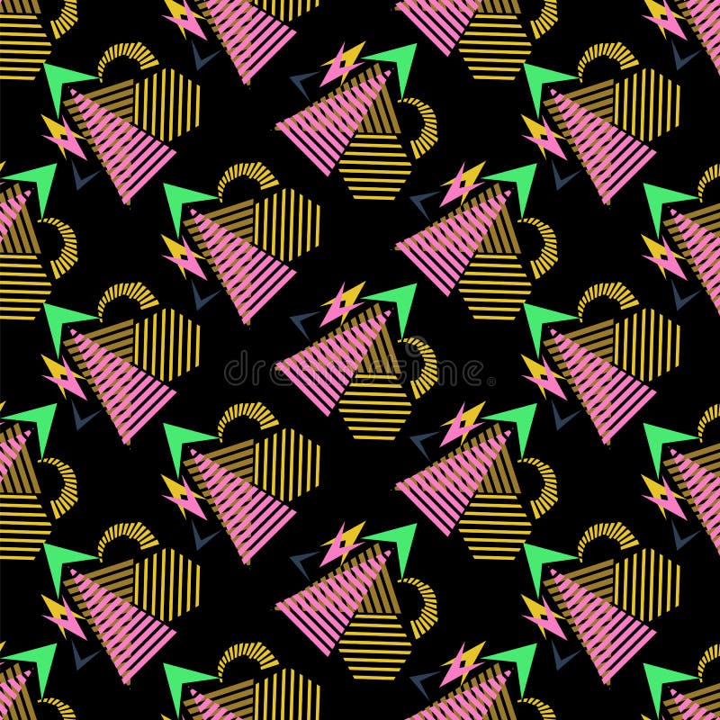 Retro Vintage 80 Memphis Style of Fashion Illustration. Stock Vector ...