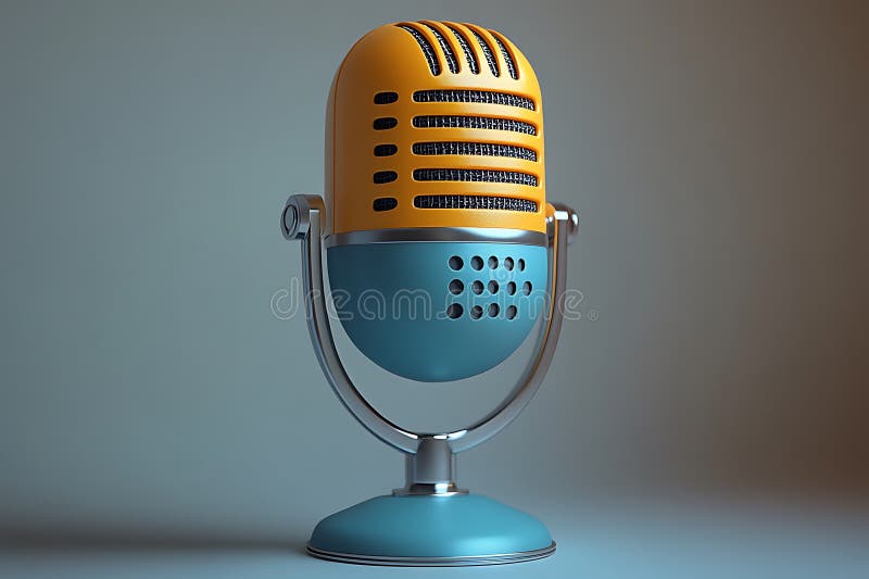 Retro Vintage Microphone Design Teal and Yellow 3D Render Stock ...