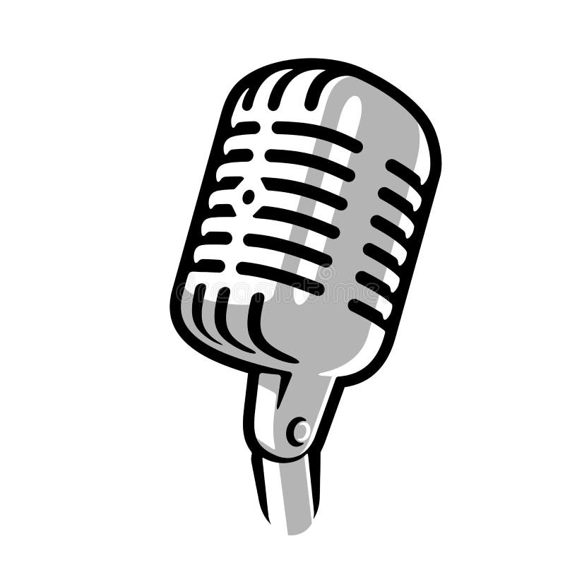 Retro Vintage Micrófono Logo Signo Icono Vector Ilustración Ilustración