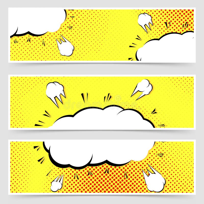 Retro Vintage Pop-art Style Yellow Header Set Stock Vector ...