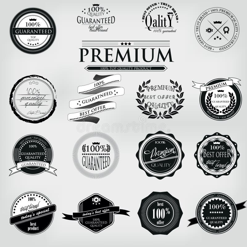 Retro Vintage Premium Quality Labels Set Stock Vector - Illustration of ...