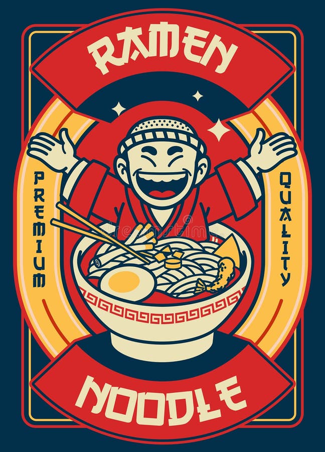 Retro Vintage Ramen Shop Poster Design Stock Image - Image of pork ...