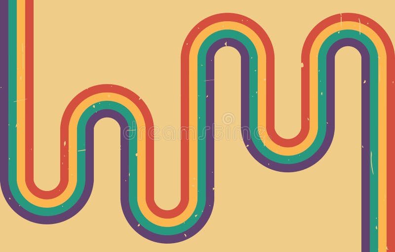 Retro Vintage Style Stripes. Bright Twisted Wavy Rainbow Background ...
