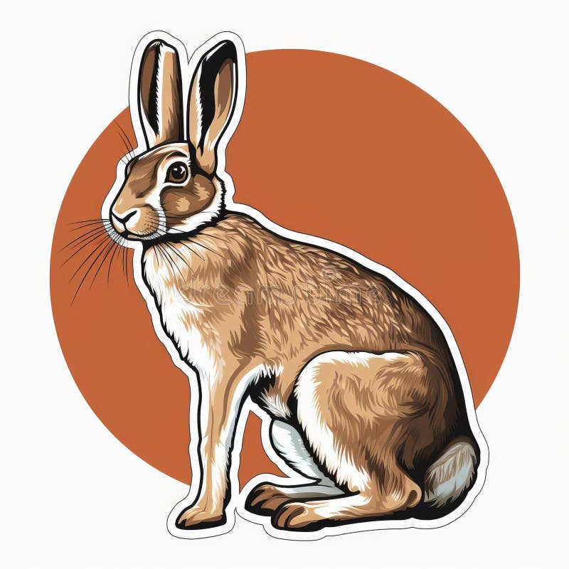 Retro Vintage Style Vector Sticker of Hare White Outline Stock ...