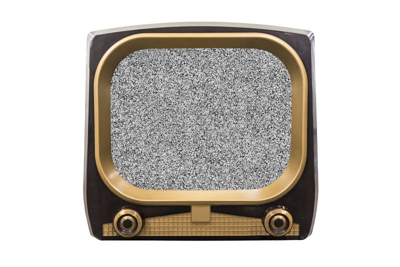 Retro Vintage Television with Static Screen Stock Photo - Image of ...