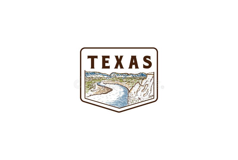 Retro Vintage Texas River Landscape View Logo Design Vector Stock ...